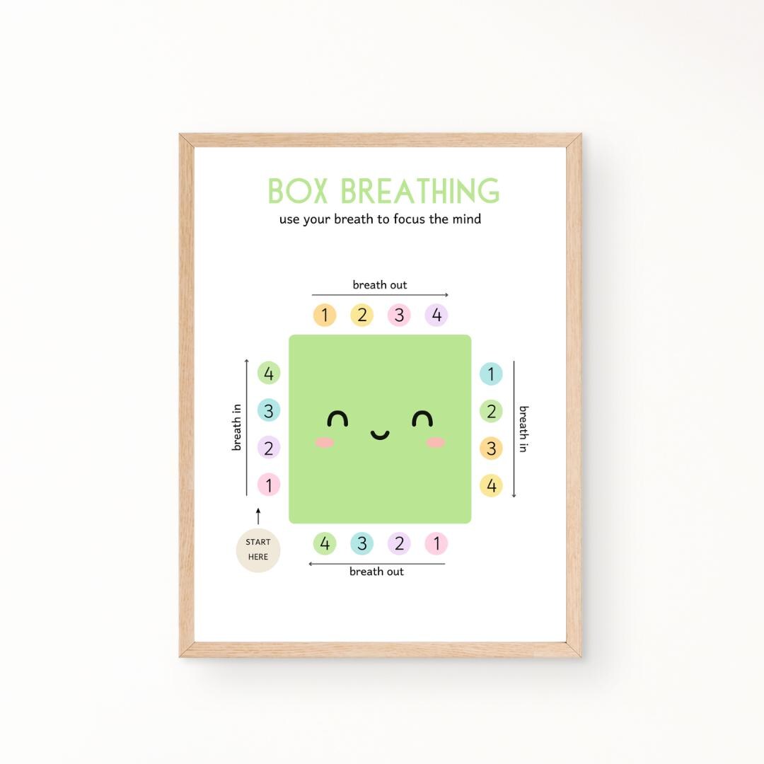 Box Breathing Poster, Emotions Regulation, Calm Corner, Coping ...