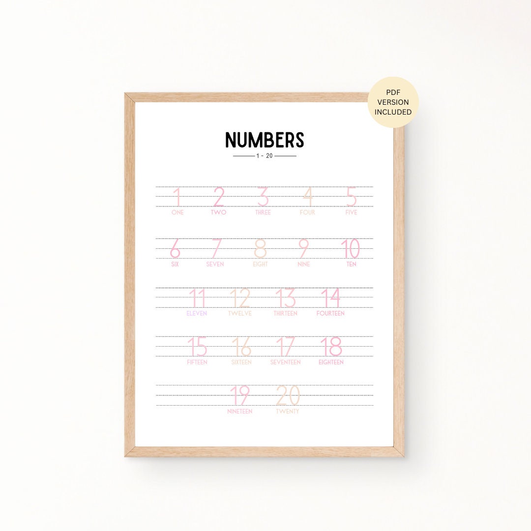 Numbers Count 1 20 Educational Print, Numbers Print, Counting Print ...