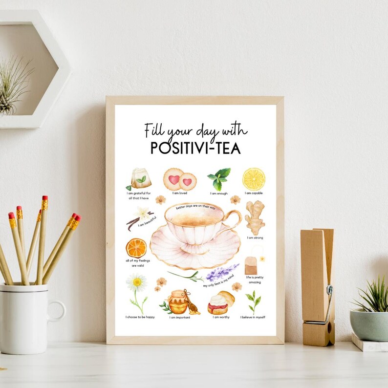 Positivi-tea Poster, Affirmations Poster, Calm Corner, Positive Self ...