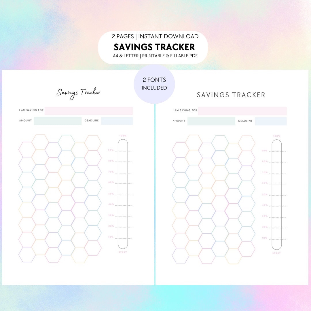 Savings Tracker Printable PDF Template A4 & LETTER Size - Etsy