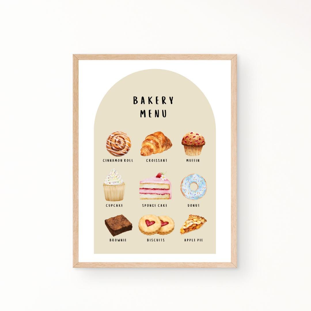 Kids Bakery Pretend Play Menu , Education Prints, Playroom Prints ...