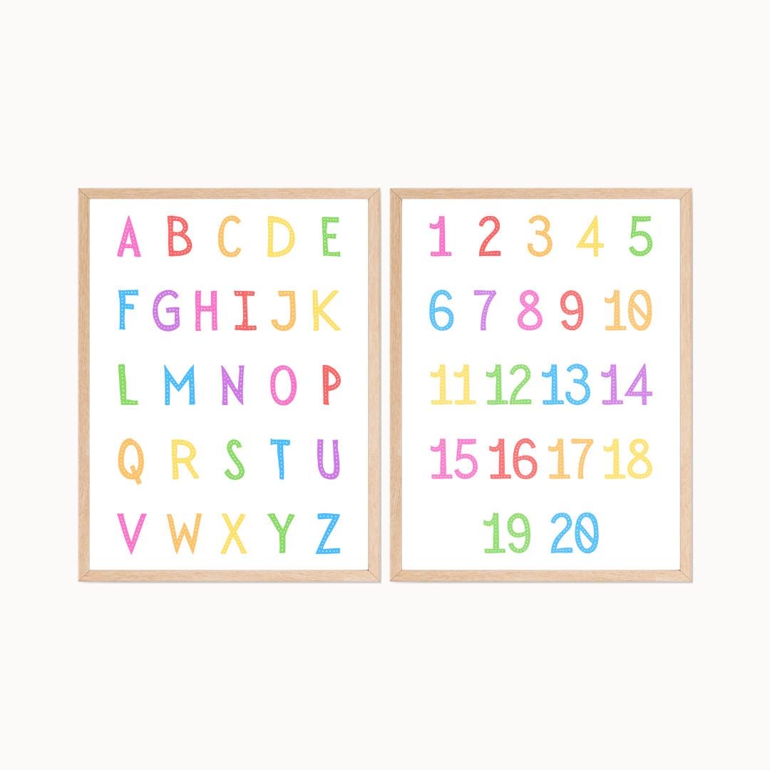 Rainbow Dot Alphabet and Numbers 1 to 20 Education Print Set ...