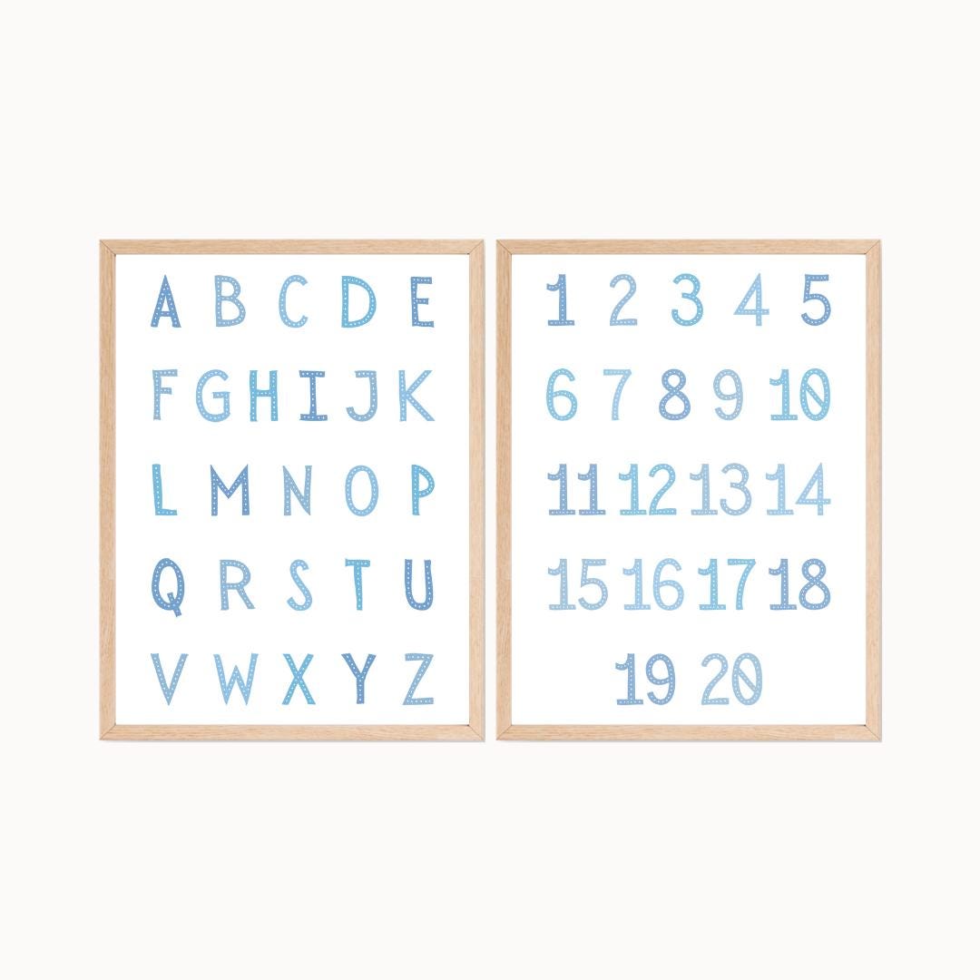 Blue Dot Alphabet and Numbers 1 to 20 Education Print Set, Homeschool ...