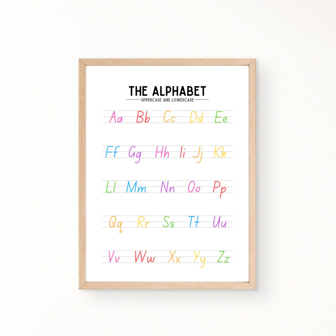 Rainbow Alphabet Uppercase & Lowercase, Educational Poster, Nursery ...