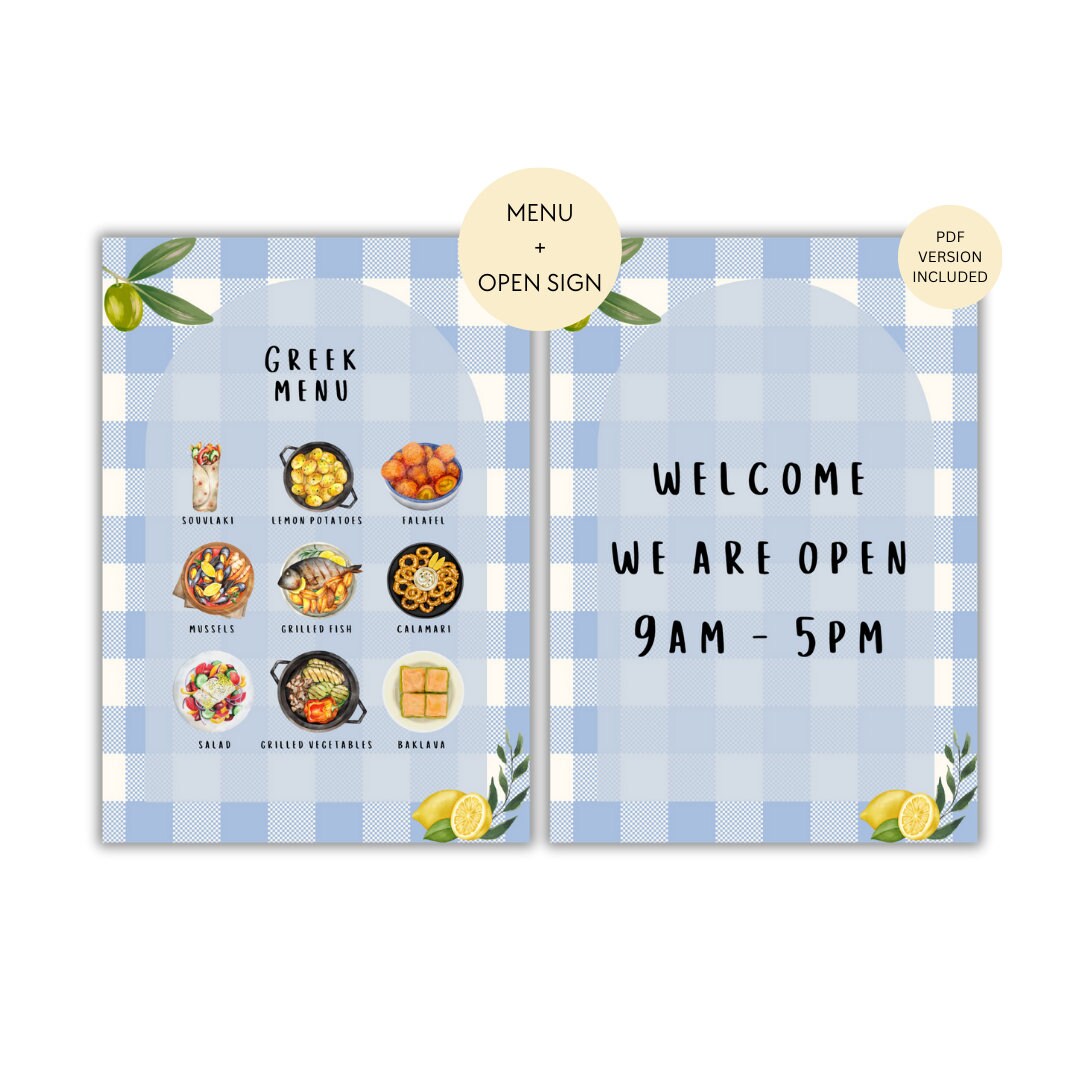 Kids Greek Food Menu Pretend Play, Restaurant Role Play, Printable Menu ...
