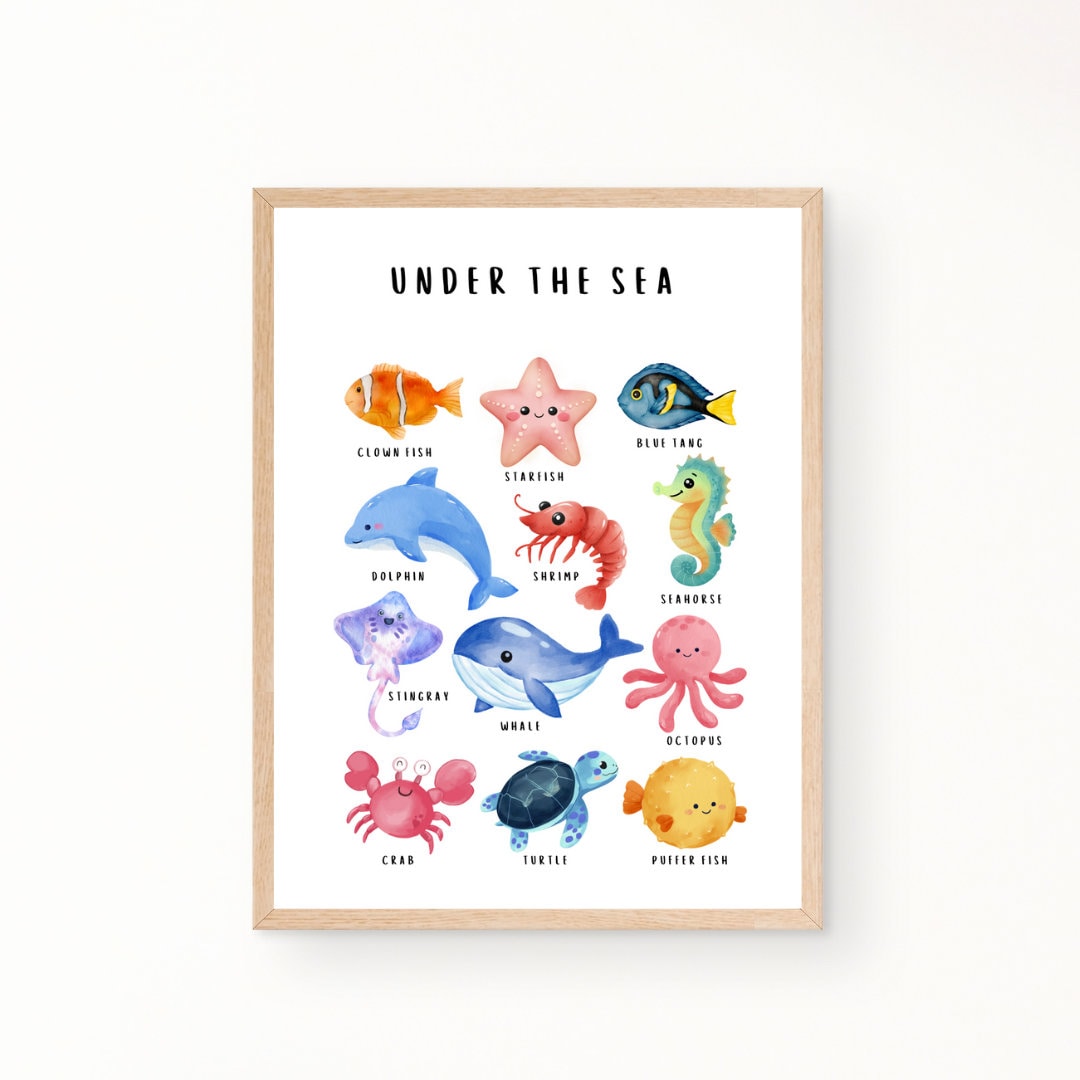 Under the Sea Print, Ocean Animals Print, Educational Prints, Classroom ...