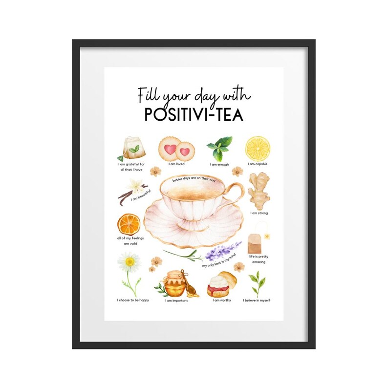 Positivi-tea Poster, Affirmations Poster, Calm Corner, Positive Self ...