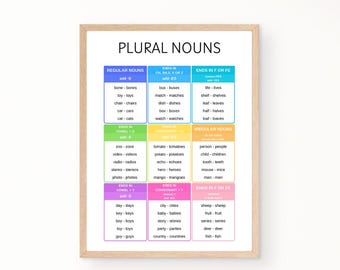 Plural Nouns Education Poster, Punctuation Grammar English, Educational ...