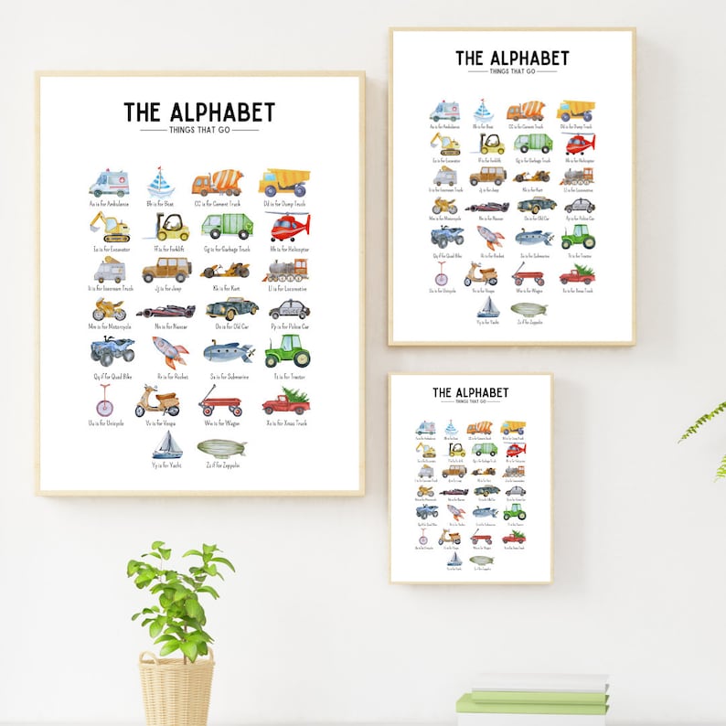 Vehicle Alphabet Education Print, Educational Poster, Nursery Prints ...