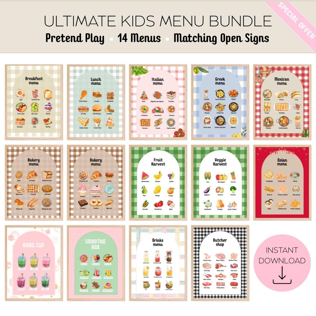 Pretend Play, Kids Menus, Role Play, Dramatic Play, Playroom Prints ...