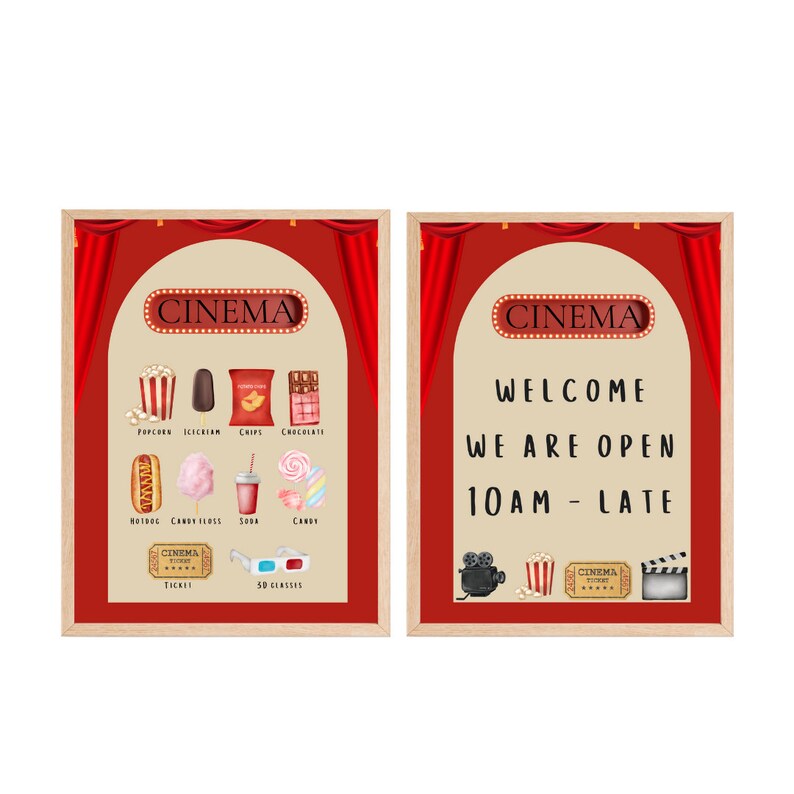 Kids Cinema Food Menu Pretend Play, Home Cinema, Movie Night ...