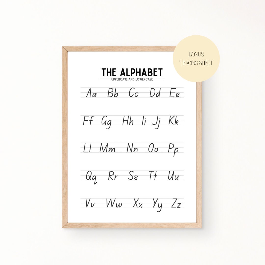 Alphabet Uppercase & Lowercase Education Print, Nursery Prints ...