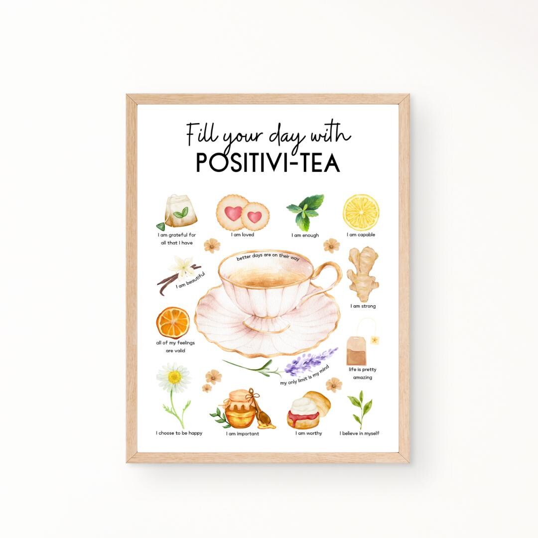 Positivi-tea Poster, Affirmations Poster, Calm Corner, Positive Self ...