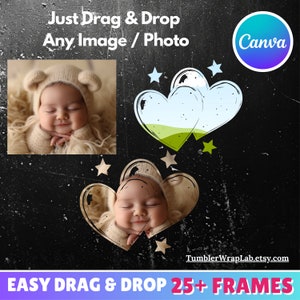 Valentines Day Canva Drag Drop Photo Frame Template Bundle, Heart Shape ...