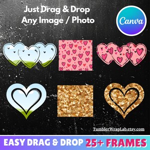 Valentines Day Canva Drag Drop Photo Frame Template Bundle, Heart Shape ...