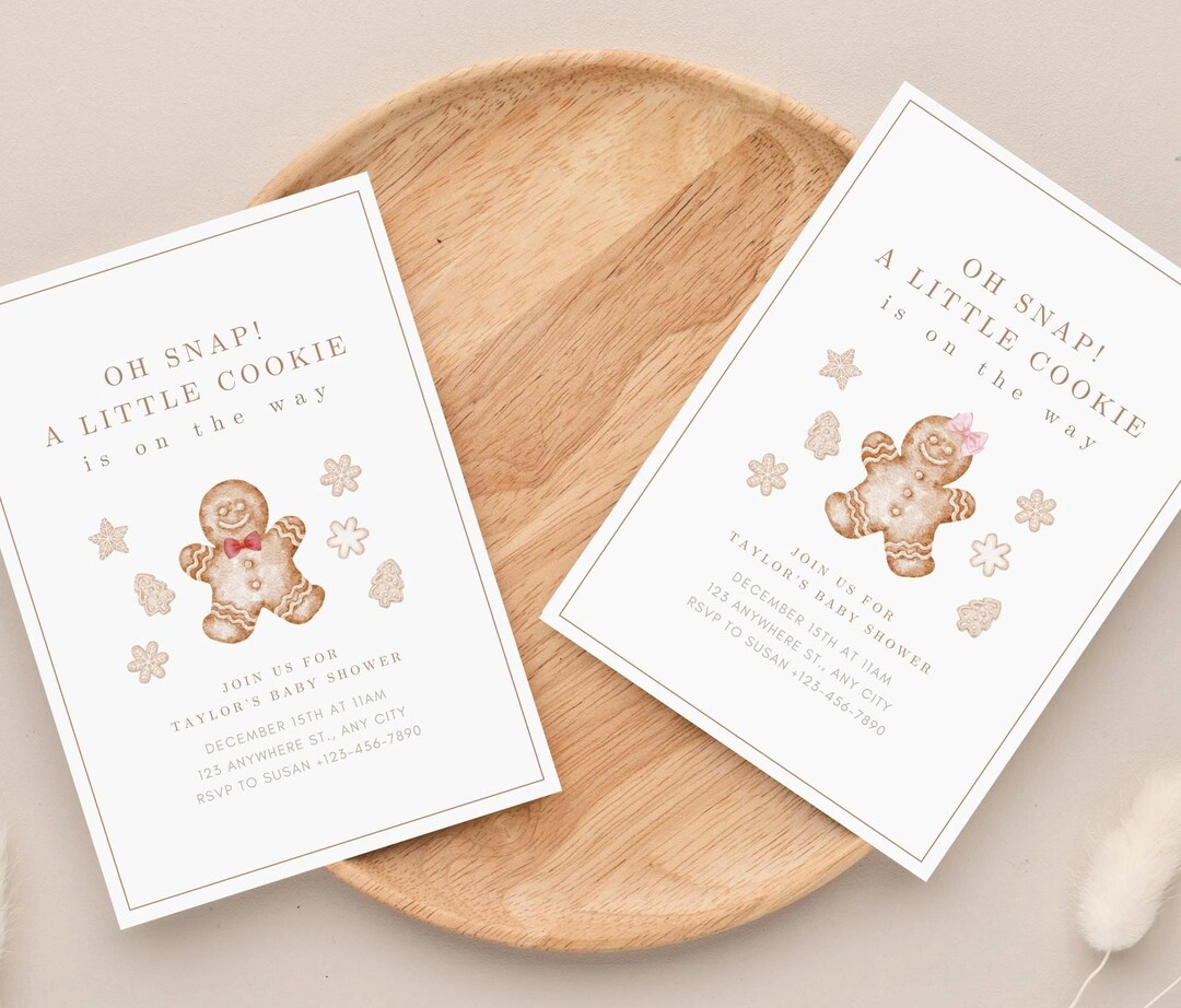 Gingerbread Baby Shower Invitation: Editable Cookie Theme (digital ...