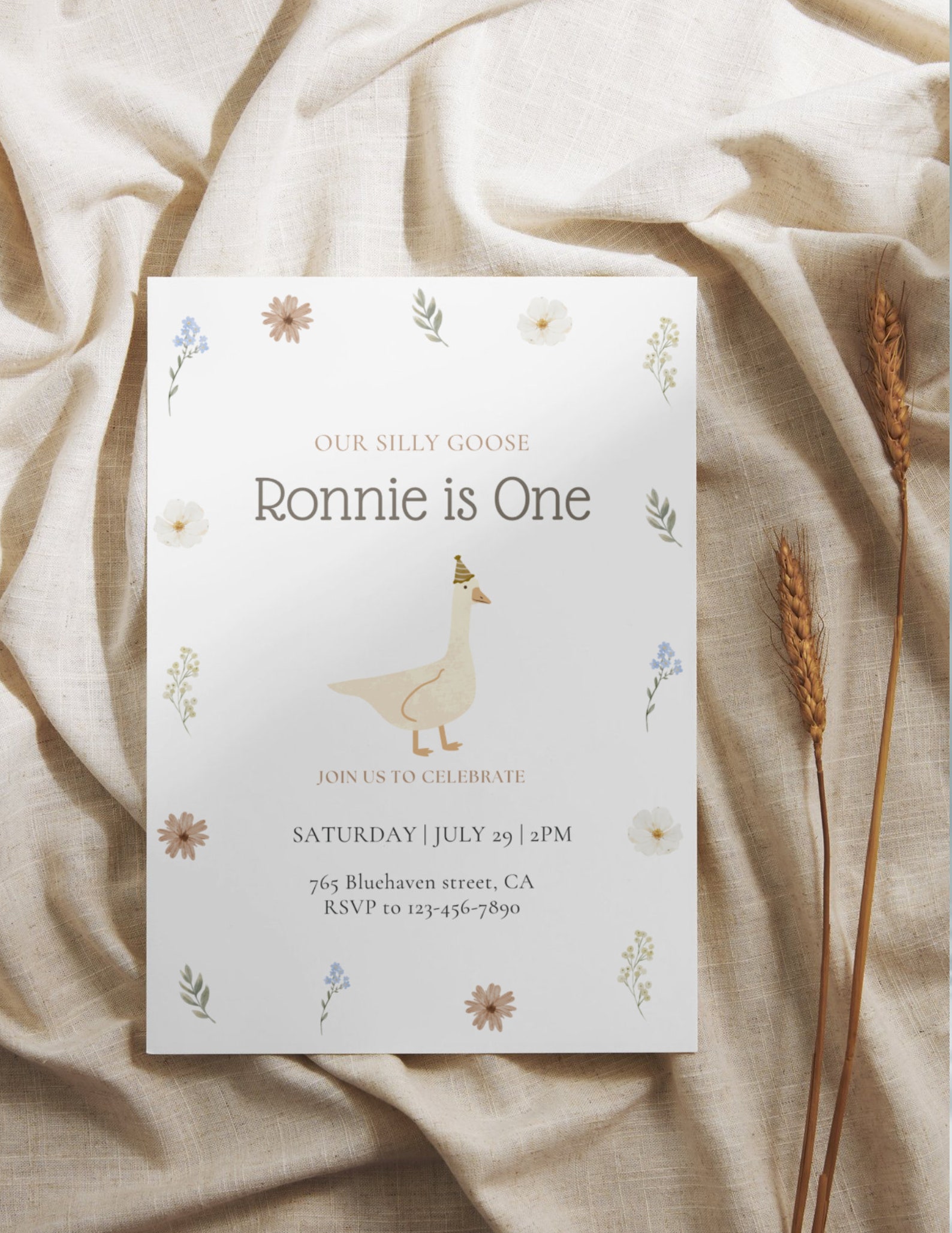 Goose Birthday Invitation, Little Goose, One Silly Goose, First ...