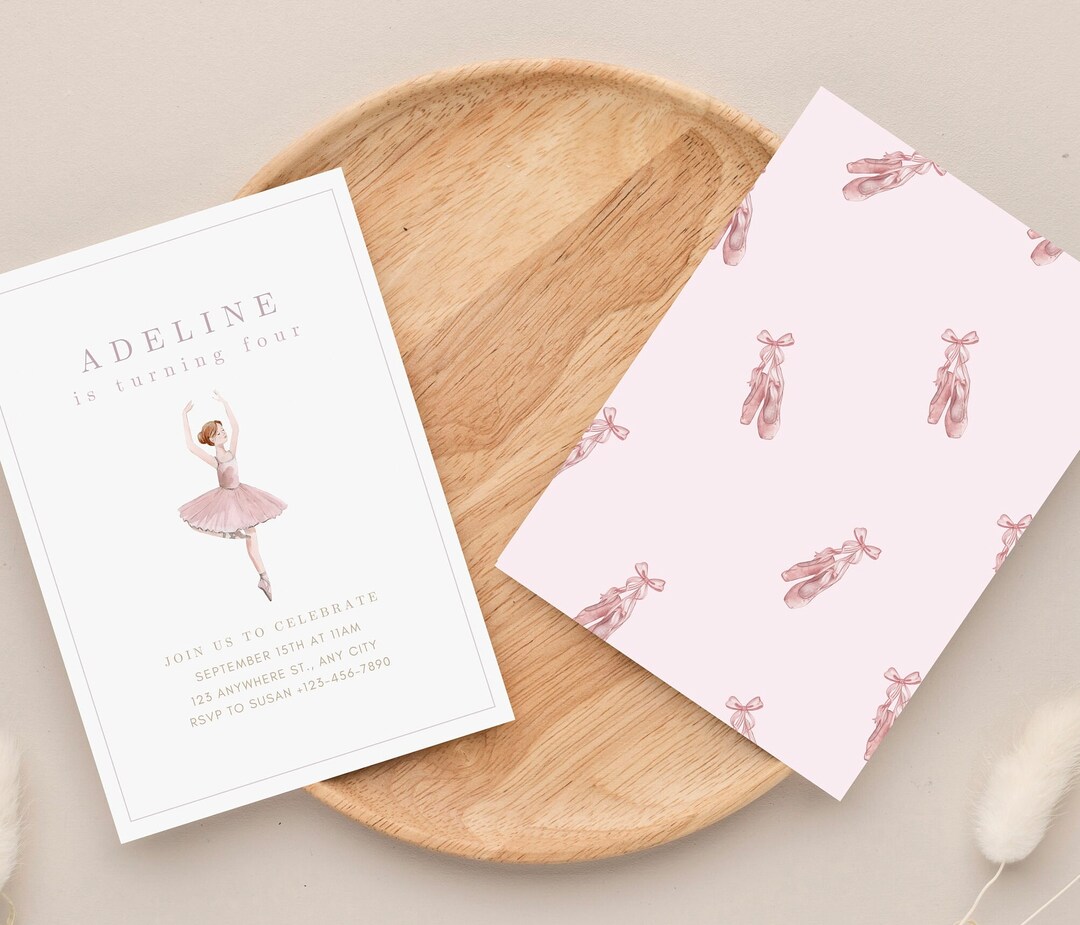Ballerina Birthday Party Invitation - Pink Ballerina - Girl Birthday ...