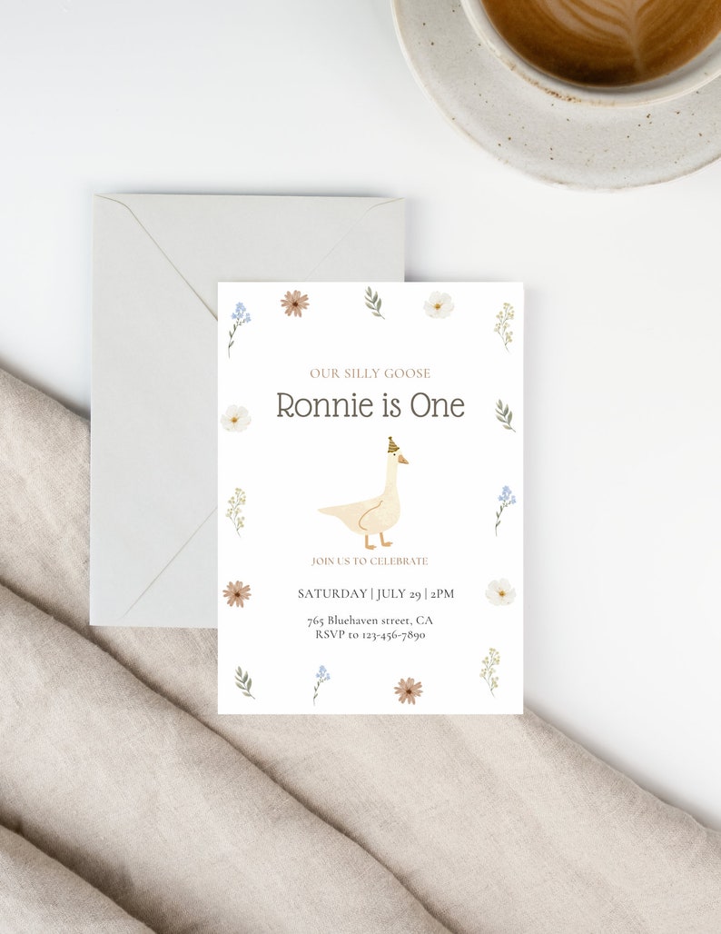 Goose Birthday Invitation, Little Goose, One Silly Goose, First ...