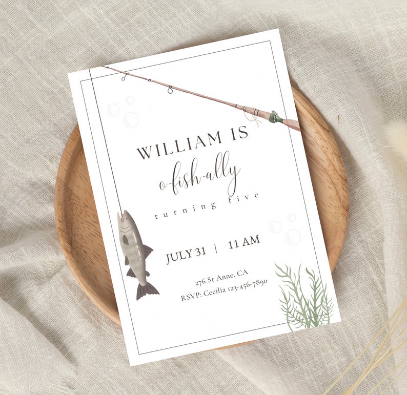 O-fish-ally Birthday Invite - Fishing Birthday Theme - Digital ...