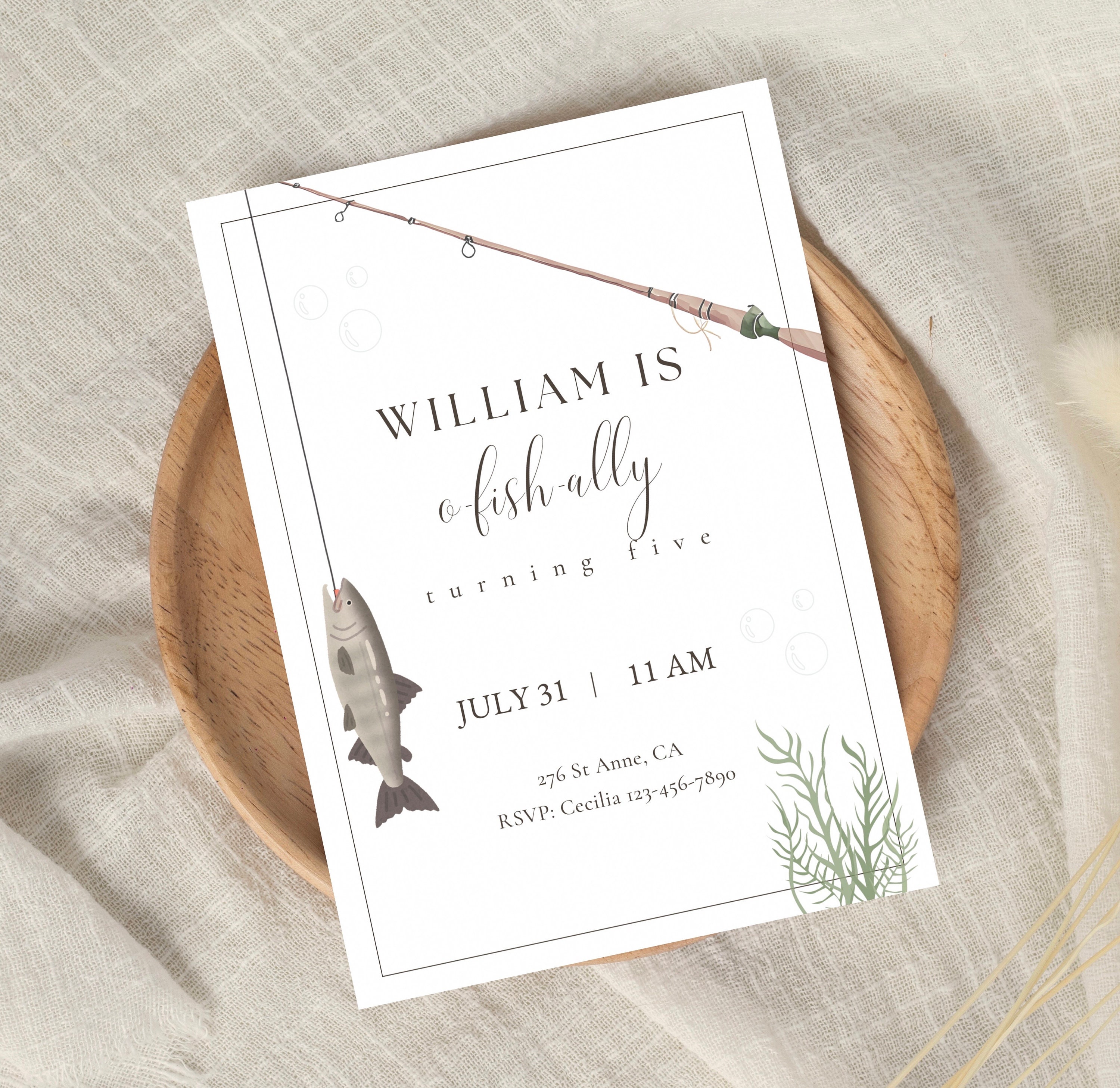 O-fish-ally Birthday Invite - Fishing Birthday Theme - Digital ...