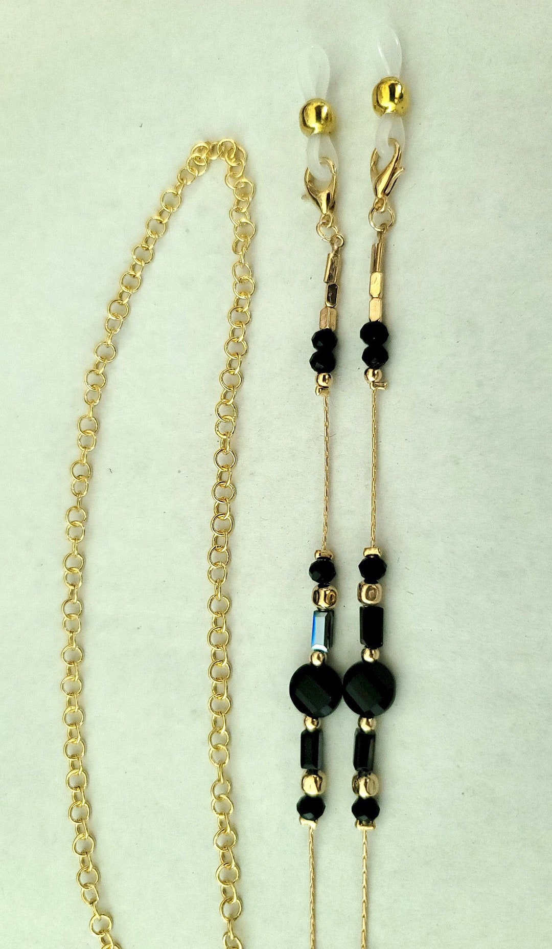 Fancy Shimmering Black and Gold Beaded Chain Eyeglass Holder - Etsy