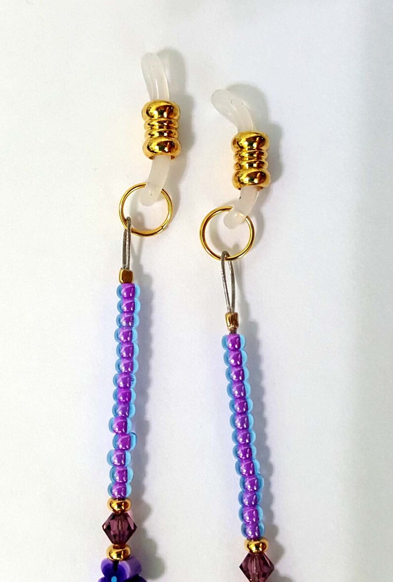Purple Flower and Crystal Eyeglass Chain | Etsy