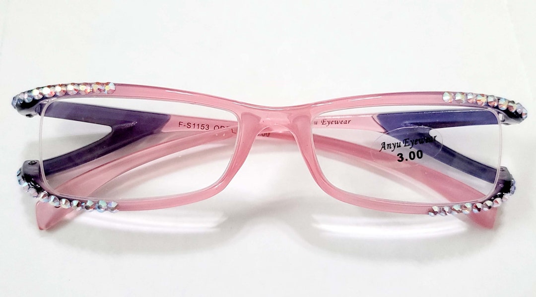 Pink and Purple Crystal Winged Reading Glasses - Etsy