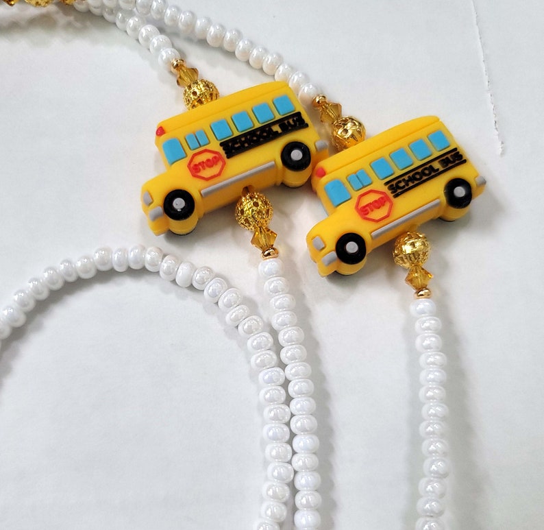 Bus Driver Gift School Bus White Id Badge Holder Lanyard Accents ...