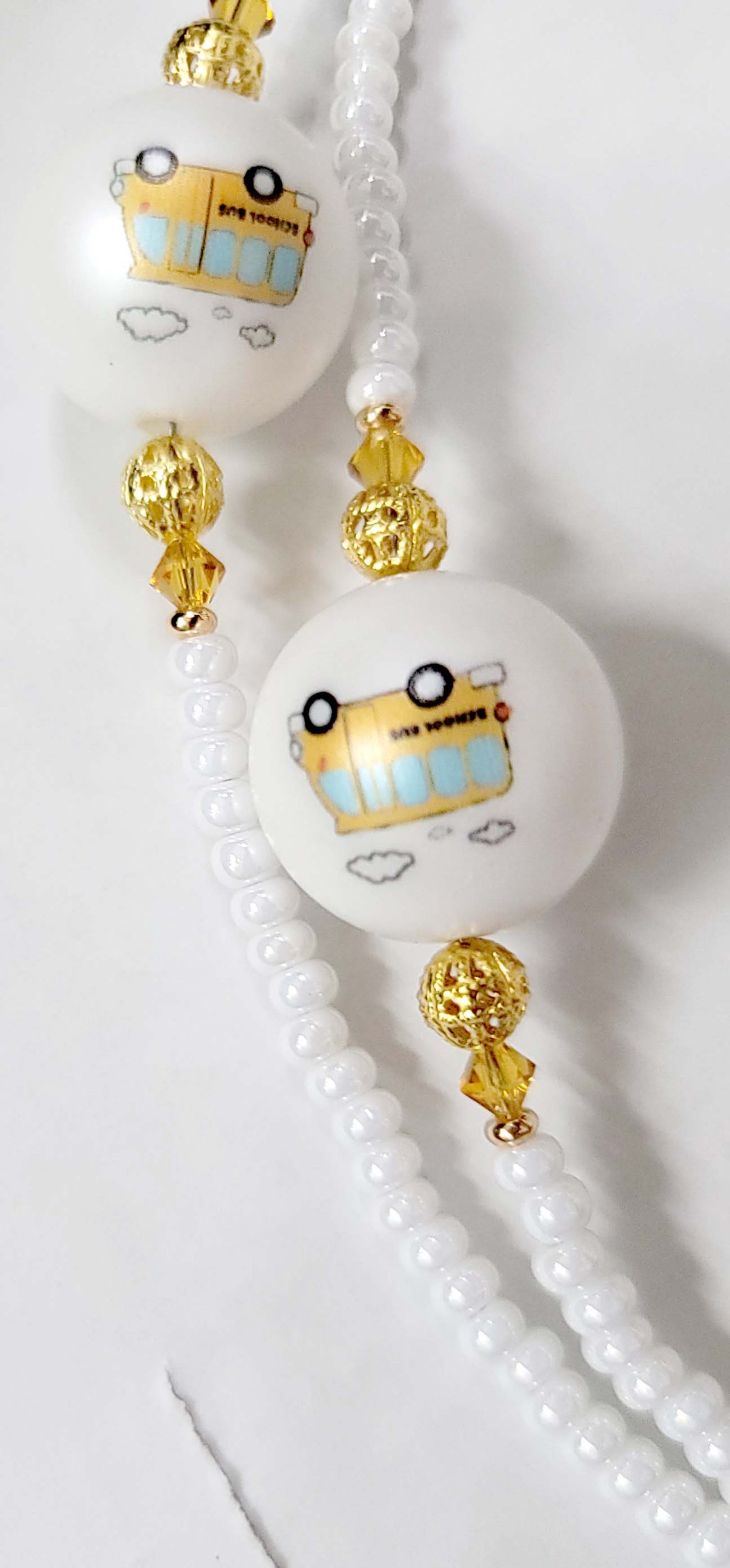 Bus Driver Gift School Bus White Id Badge Holder Lanyard Accents ...