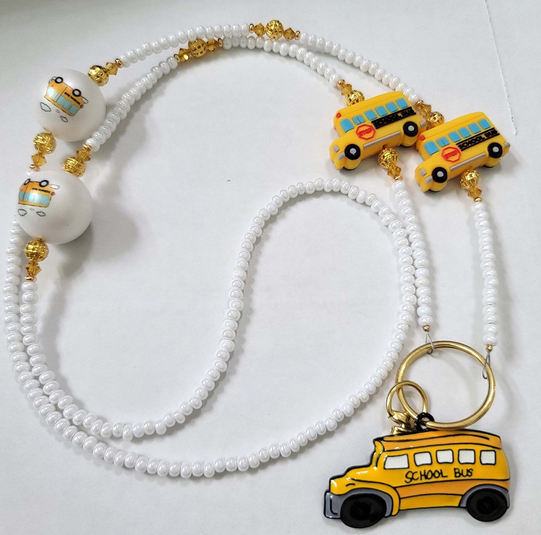 Bus Driver Gift School Bus White Id Badge Holder Lanyard Accents ...