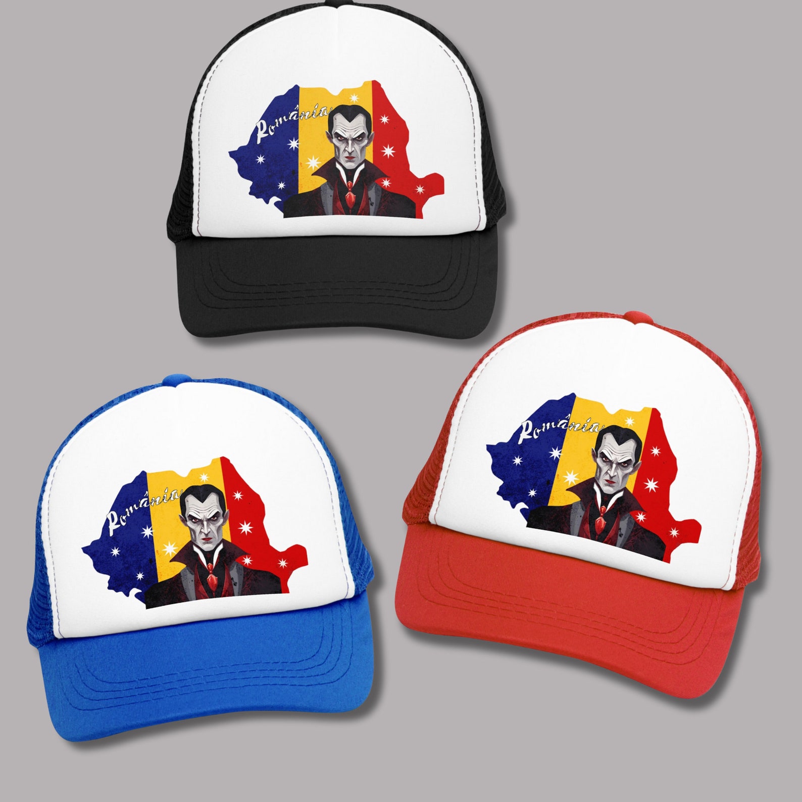 Dracula Romania Mesh Cap Unique Romanian Fan Merch Romania 2024 Gift ...