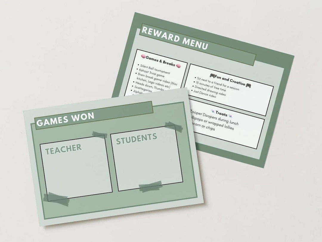 Beat the Teacher – Classroom Reward Menu & Games Tracker (editable ...