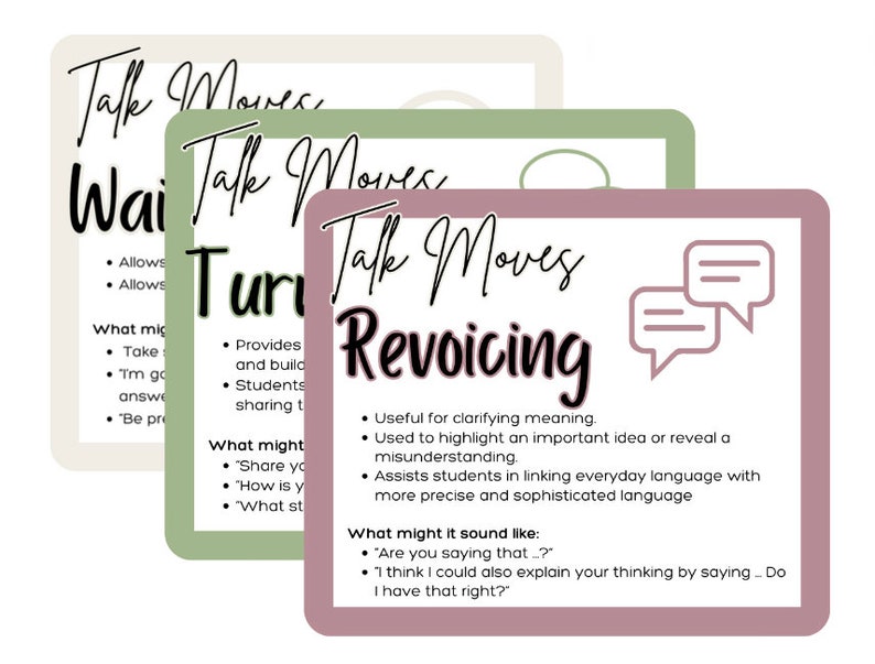 Classroom Talk Moves Posters | Reading Groups & Shared Reading - Etsy
