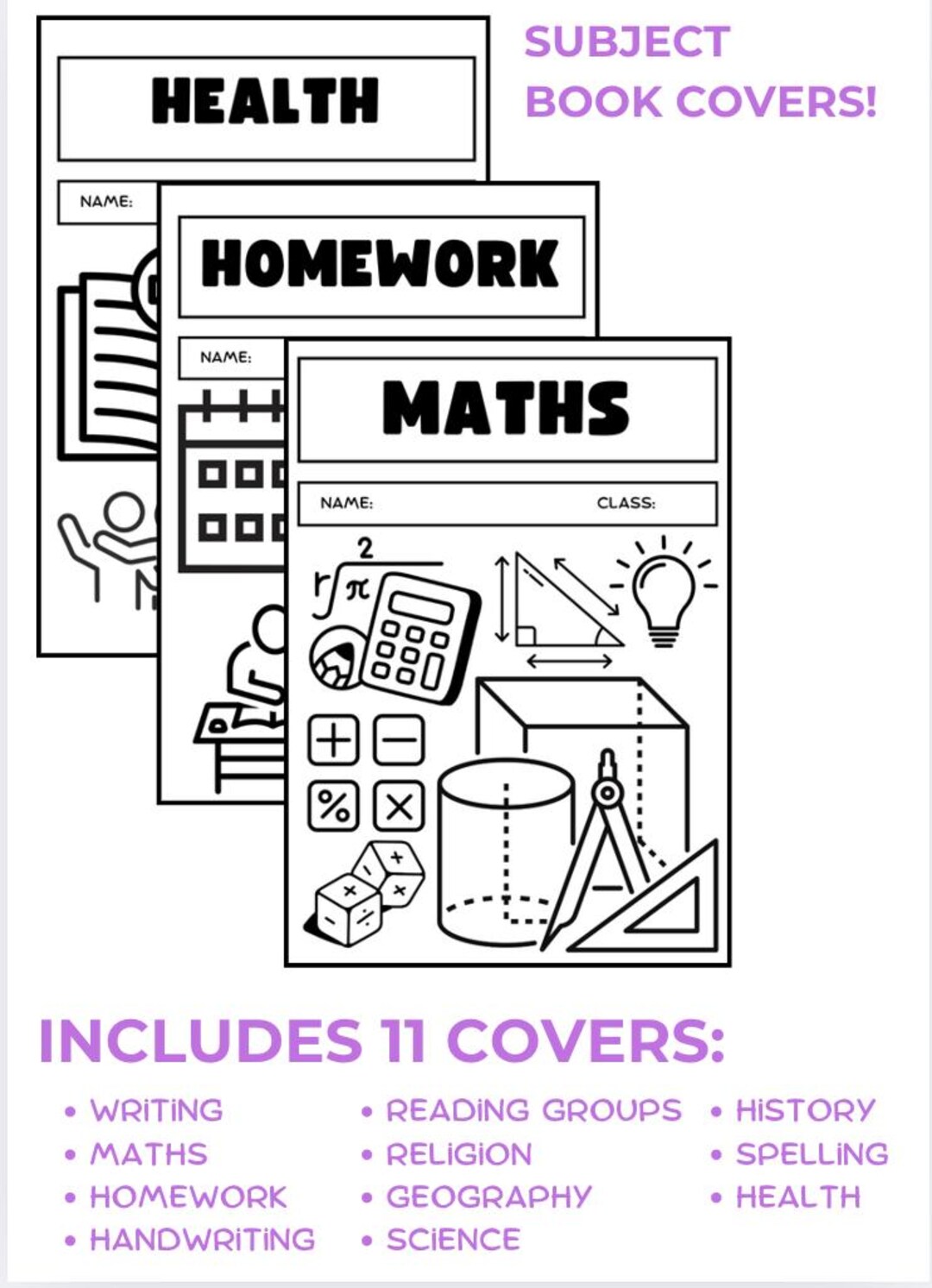 Subject Book Covers - Etsy