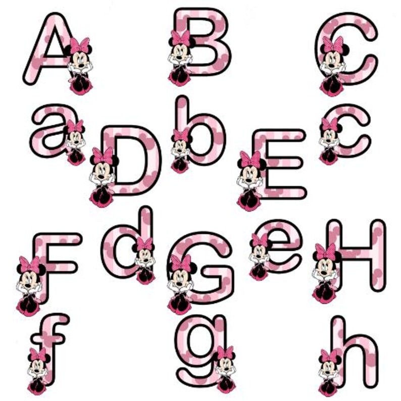 Minnie Themed Alphabet Numbers and Letters, DIY Birthday Decorations ...