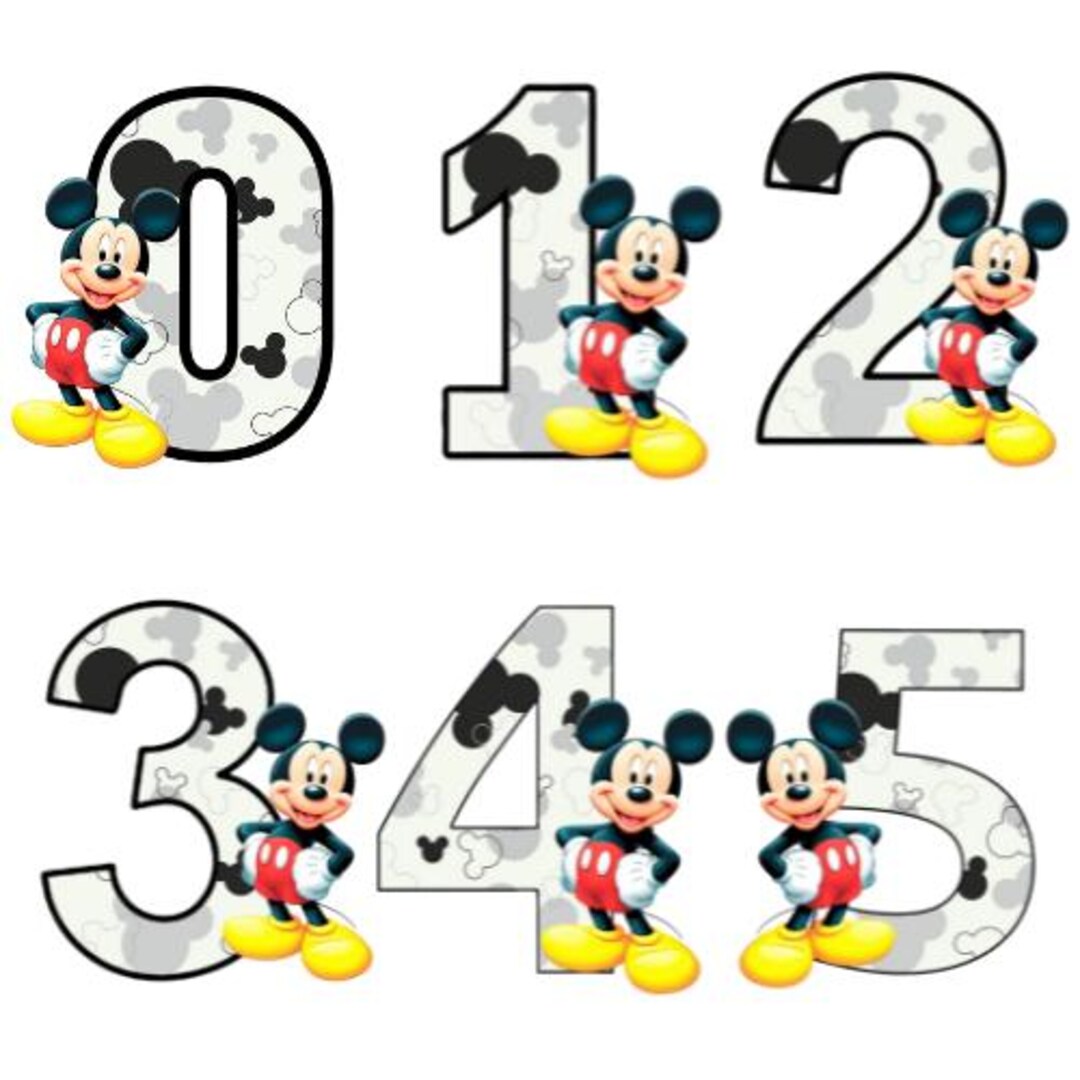 Mickey Mouse Themed Numbers, Birthday Party Decorations, Digital Print ...
