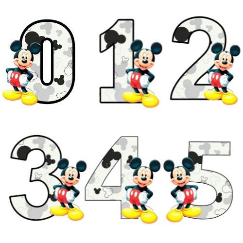 Mickey Mouse Themed Numbers, Birthday Party Decorations, Digital Print ...