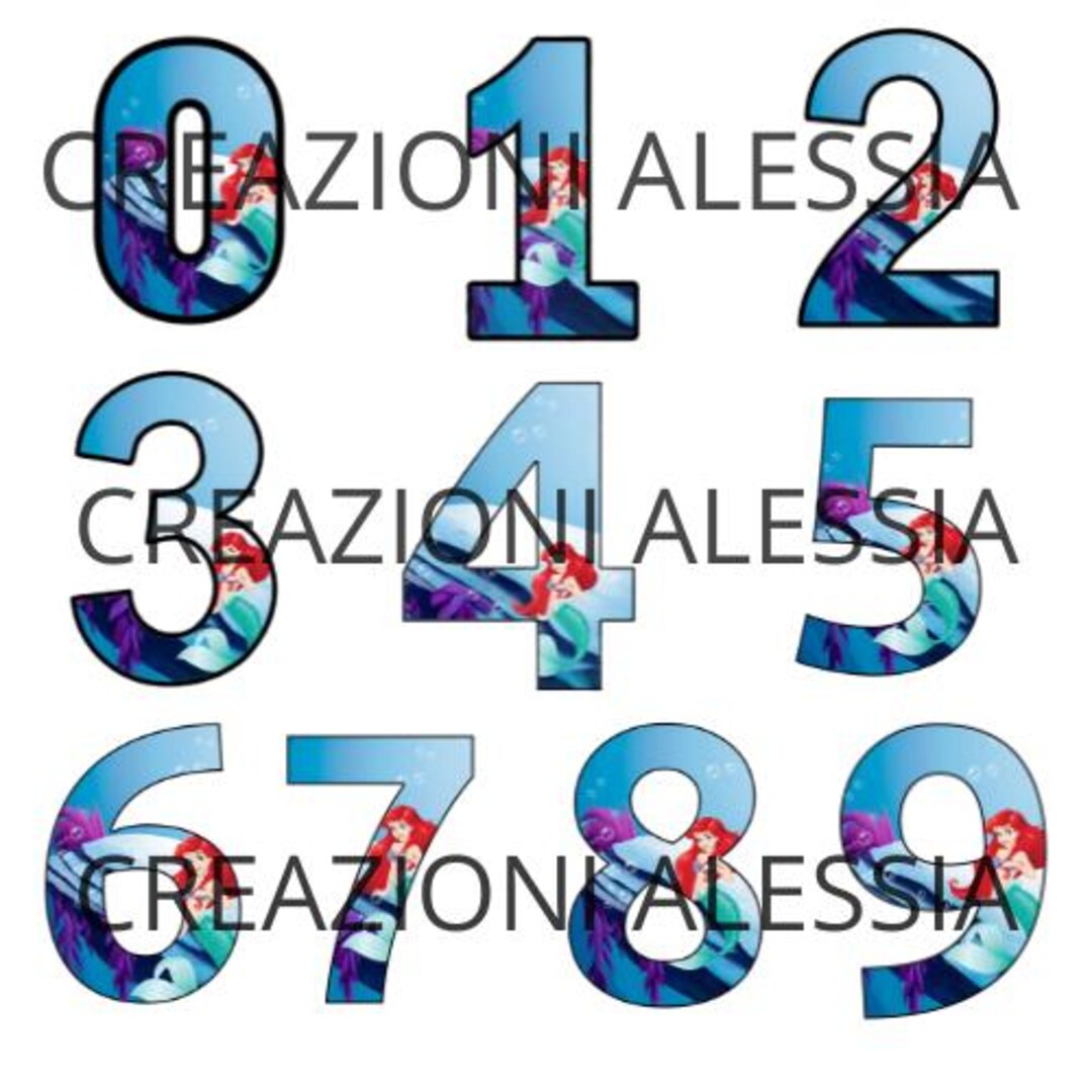 Ariel Themed Numbers and Letters of the Alphabet for Birthday ...