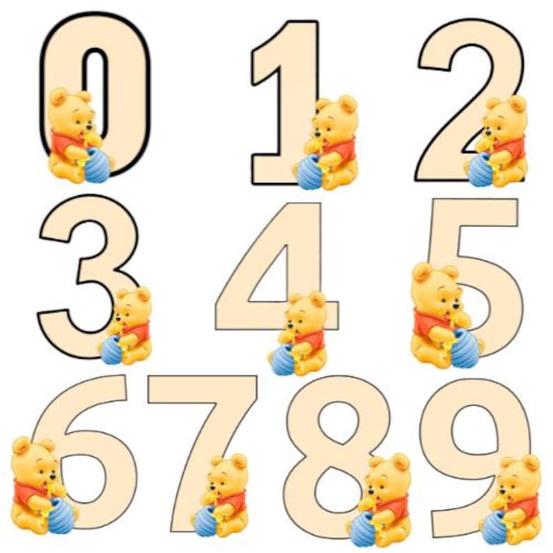 Winnie the Pooh Themed Numbers, DIY Birthday Decorations, to Print ...