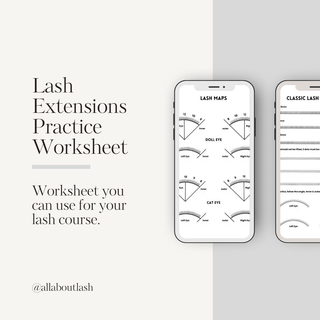 Lash Extensions Practice Worksheets - Etsy