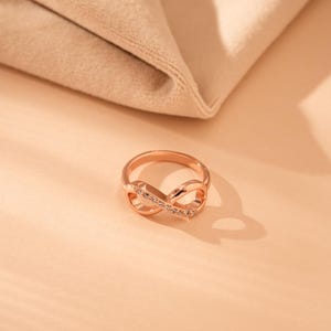 18K Rose Gold Infinity Ring, Infinity Sign Ring for Women, Engagement ...