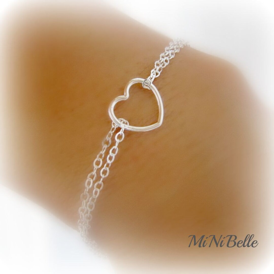 Heart Bracelet. Simple Heart Bracelet. Dainty Heart Bracelet. Mom ...