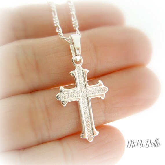 Cross Necklace. Sterling Silver Cross Necklace. First Holy | Etsy