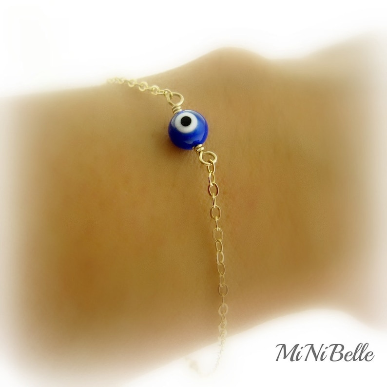 Dark Blue Evil Eye Bracelet. Gold Evil Eye Bracelet - Etsy