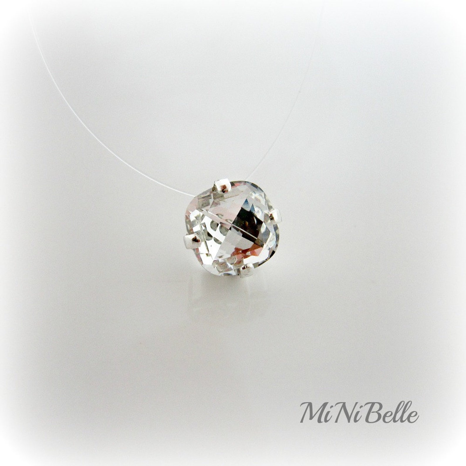 Crystal Floating Necklace. Illusion Necklace. Bridal Illusion Necklace ...