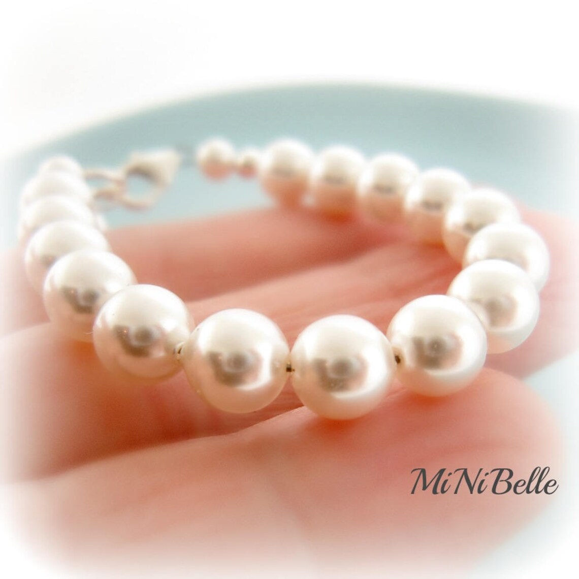 Baby Pearl Bracelet. Baby Pearl Baptism Bracelet. Christening Pearl ...
