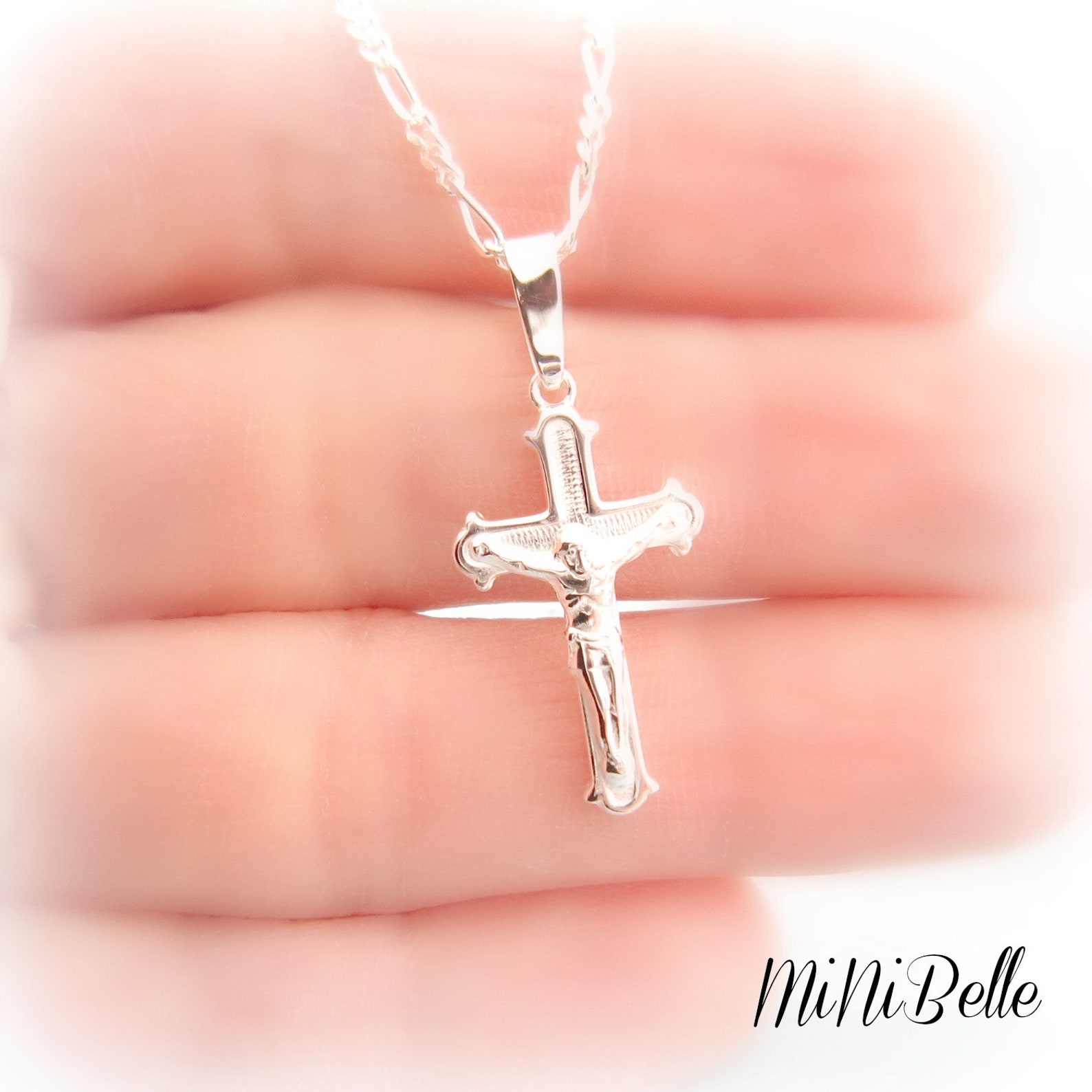 Catholic Cross Necklace. Silver Crucifix Necklace. Sterling - Etsy