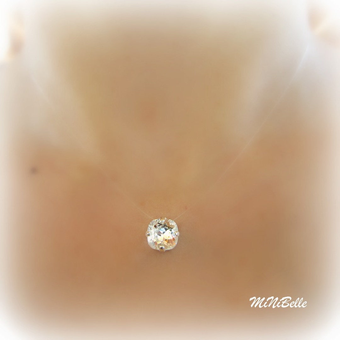 Crystal Floating Necklace. Illusion Necklace. Bridal Illusion Necklace ...