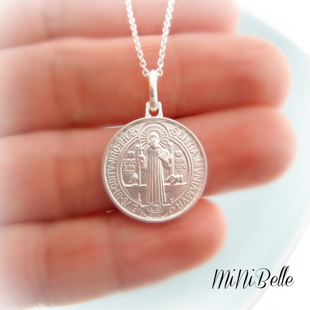Sterling Silver St. Benedict Medal Necklace. Catholic Religious Jewelry ...